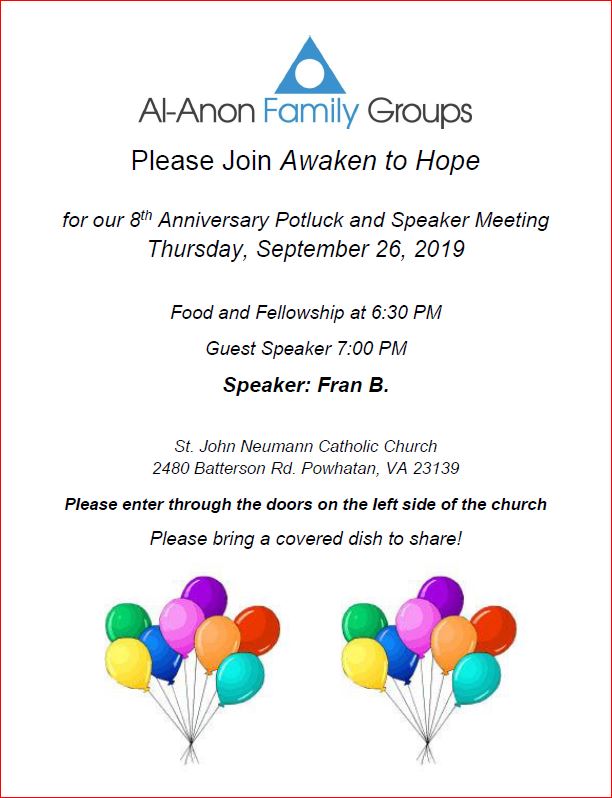 Anniversary Potluck - Powahtan | Virginia Al-Anon/Alateen